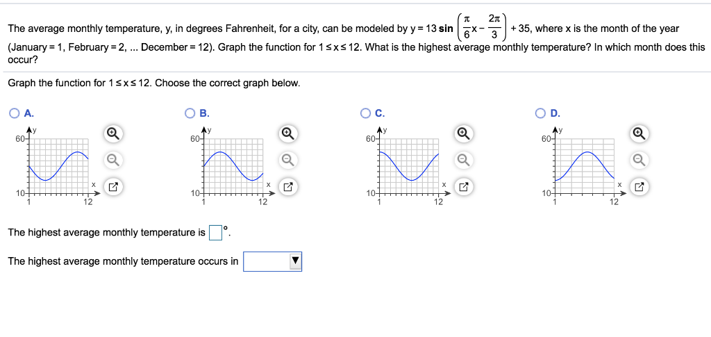 Solved The average monthly temperature, y, in degrees | Chegg.com