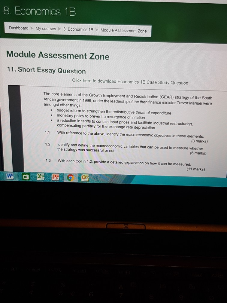 Solved 8. Economics 1B Module Assessment Zone Dashboard My | Chegg.com