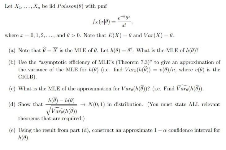 Let X1,…,Xn be iid Poisson (θ) with pmf | Chegg.com