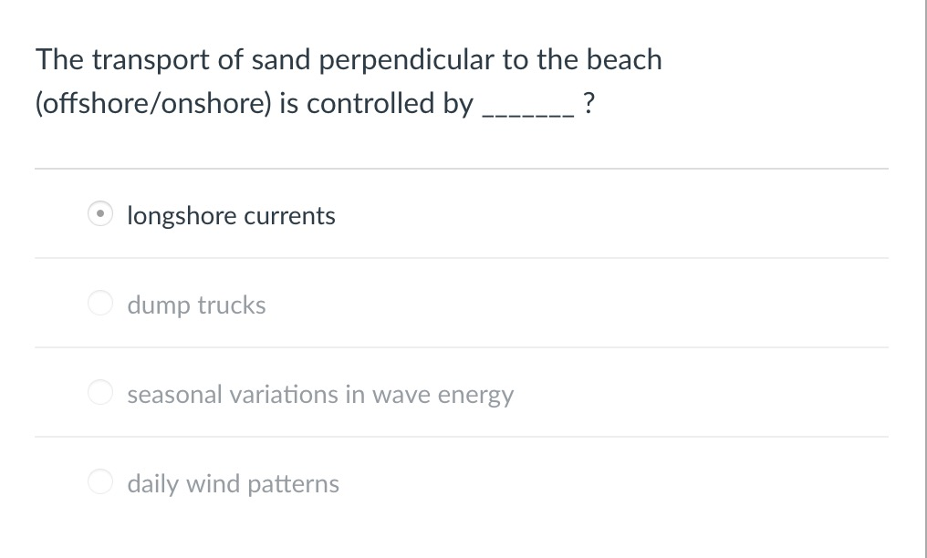 Solved The transport of sand perpendicular to the beach | Chegg.com