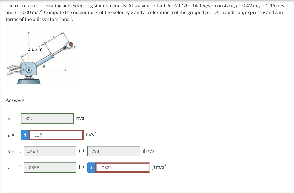 Solved The robot arm is elevating and extending | Chegg.com