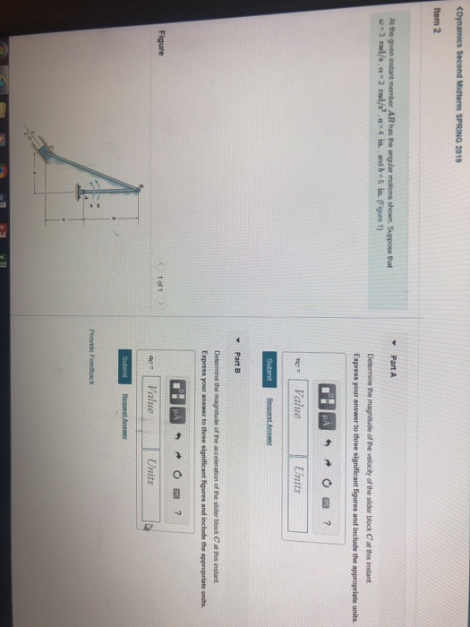 Solved ltem 2 Al the given instant member AB has the angular | Chegg.com