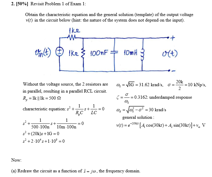 Solved: 2. [50%] Revisit Problem 1 Of Exam 1: Obtain The C... | Chegg.com