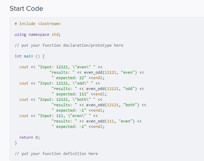 Solved Start Code # include using namespace std; // put | Chegg.com