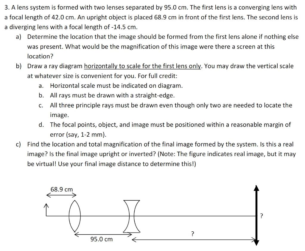 Solved 3. A lens system is formed with two lenses separated | Chegg.com