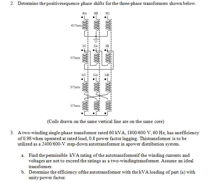 Solved 2. Determine the positivesequence phase shifts for | Chegg.com