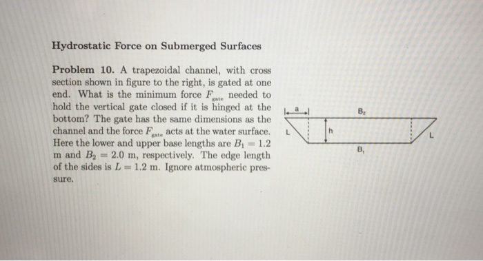 Solved Hydrostatic Force on Submerged Surfaces Problem 10. A | Chegg.com