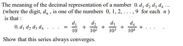 Solved The meaning of the decimal representation of a number | Chegg.com