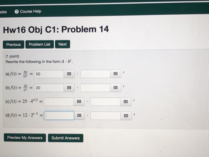 Solved Department of Mathematics Grades Course Help Hw16 Obj | Chegg.com Solved Department of Mathematics Grades Course Help Hw16 Obj | Chegg.com