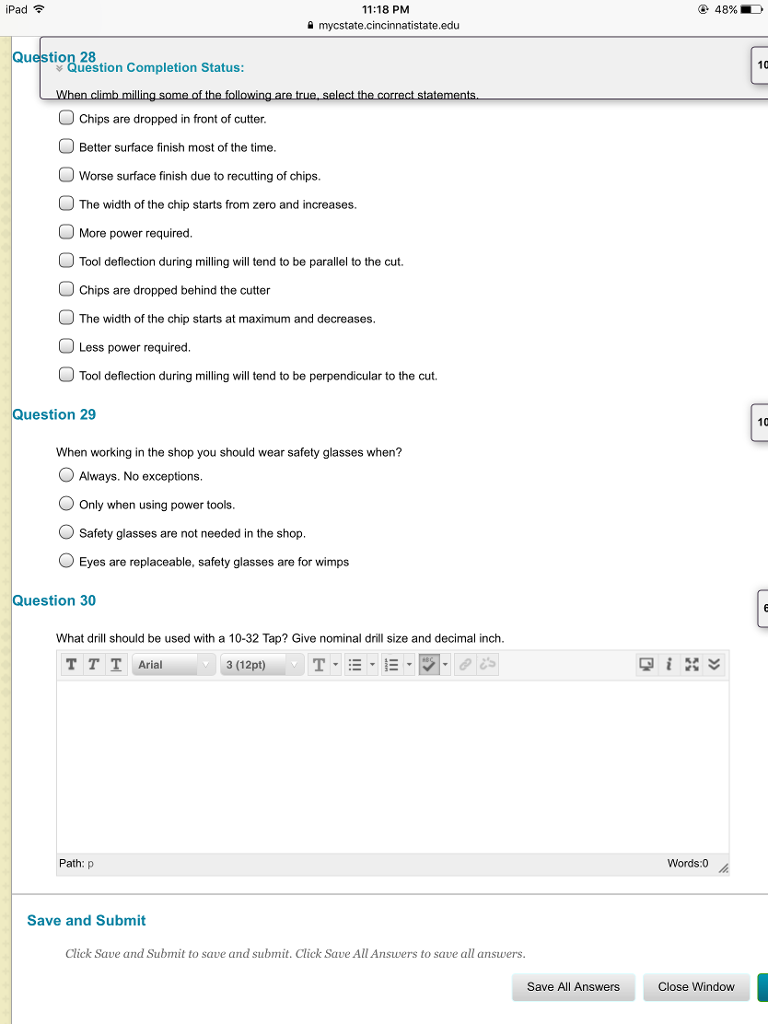 Solved iPad 11:18 PM mycstate.cincinnatistate.edu 48% 10 | Chegg.com