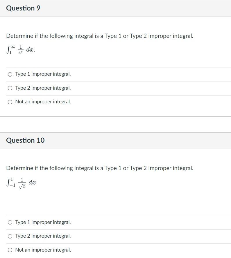 Solved Question 9 Determine if the following integral is a | Chegg.com