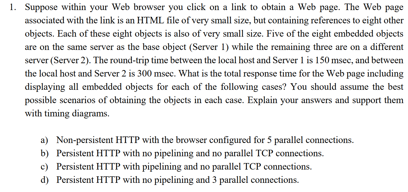 Solved 1. Suppose within your web browser you click on a | Chegg.com