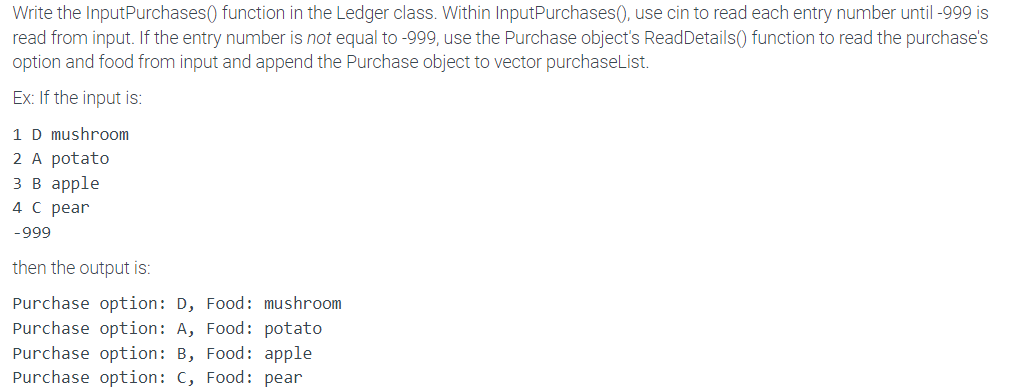 Solved Write the InputPurchases() function in the Ledger | Chegg.com