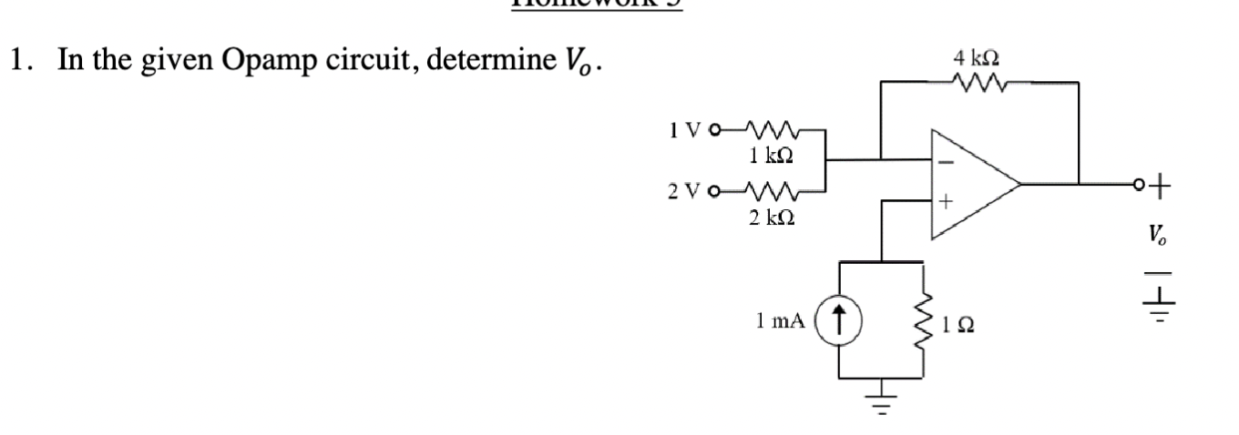 Solved 1. In the given Opamp circuit, determine Vo. | Chegg.com