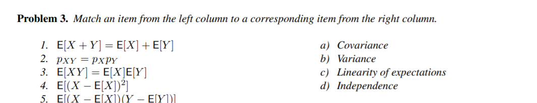 Solved Problem 3. Match an item from the left column to a | Chegg.com