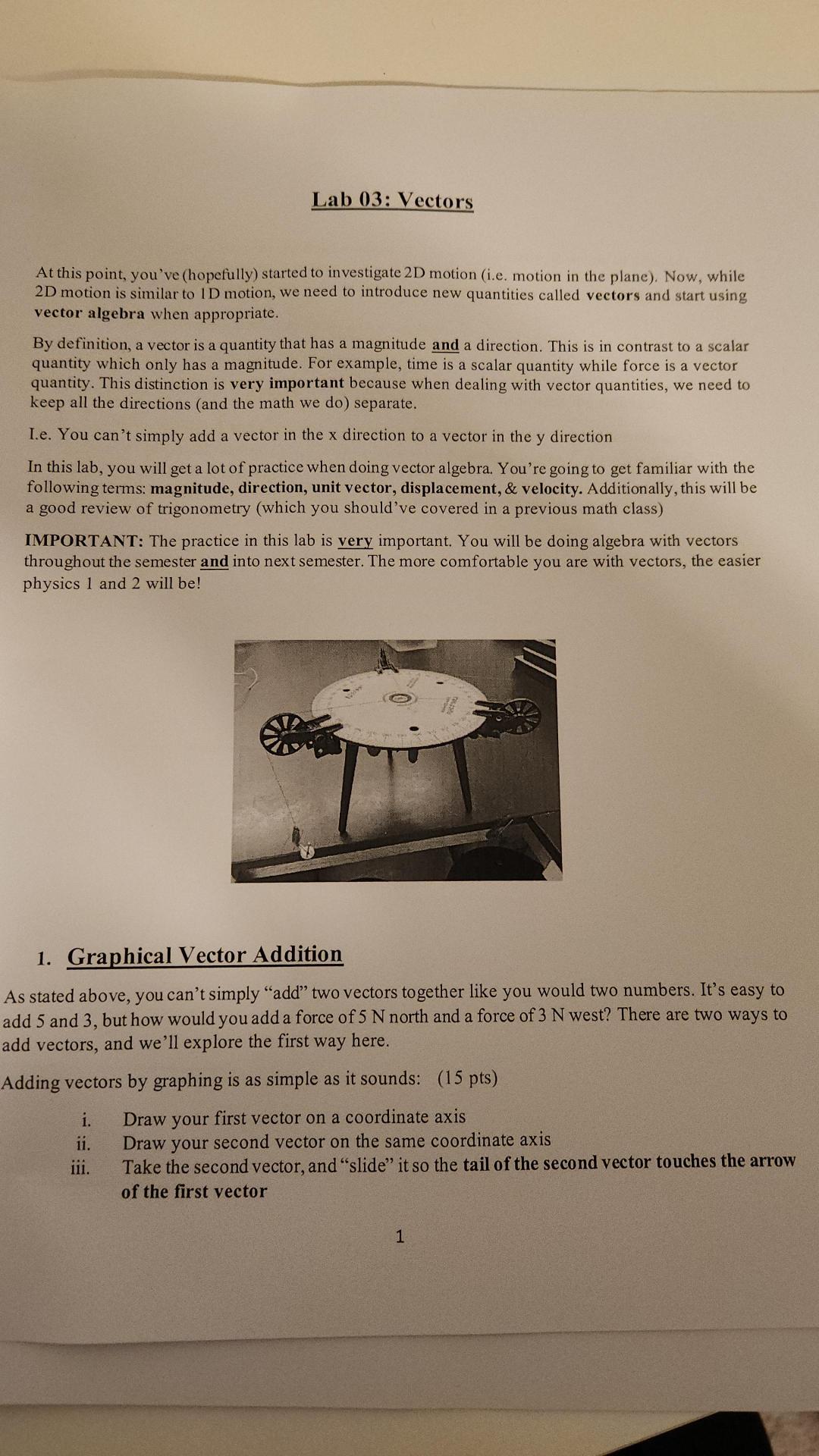 Solved Graphical Vector Addition As stated above, you can’t | Chegg.com