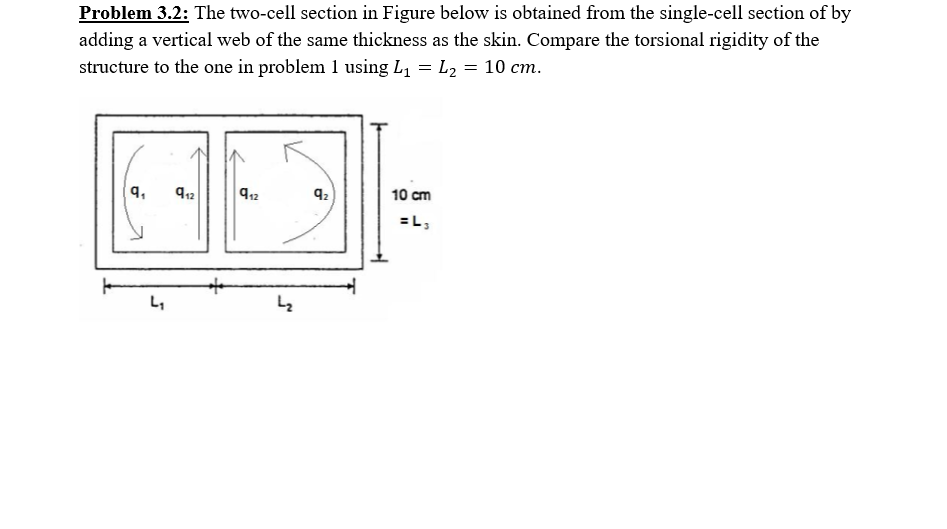 Solved Problem 3.2: The two-cell section in Figure below is | Chegg.com