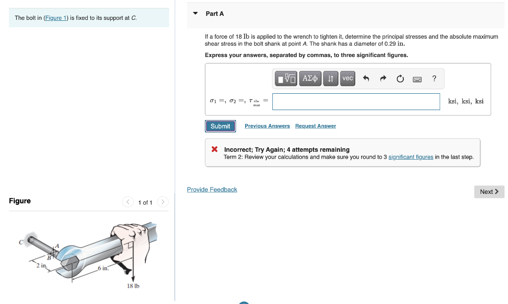 Solved The bolt in (Figure 1) is fixed to its support at C. | Chegg.com