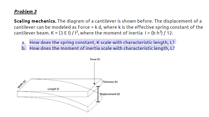 Solved Problem 3 Scaling mechanics. The diagram of a | Chegg.com