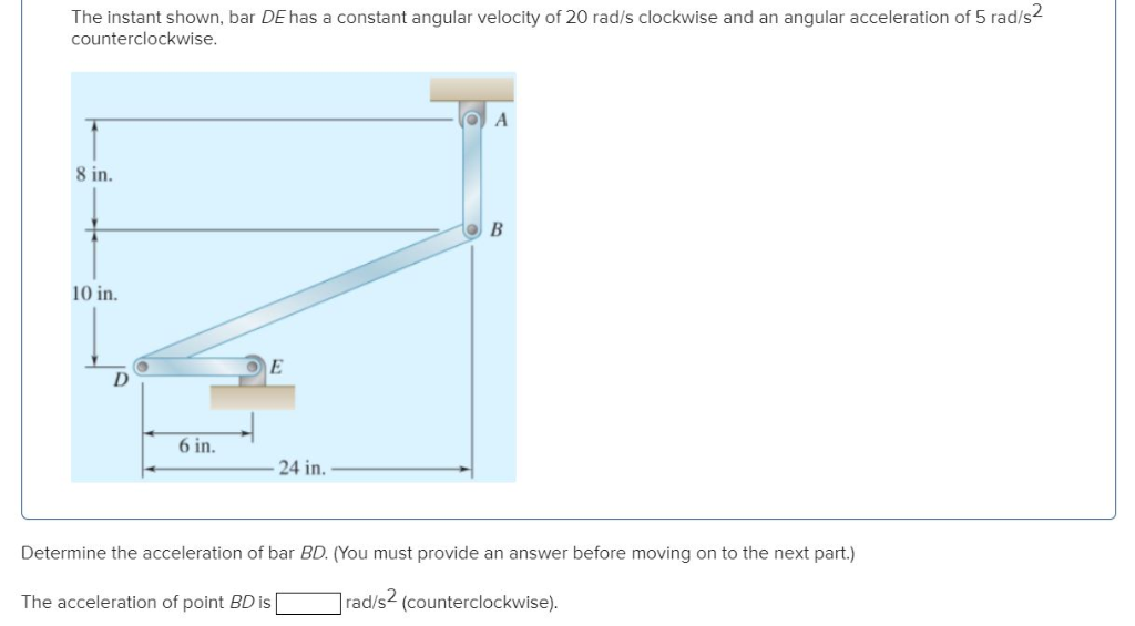 Solved The instant shown, bar DE has a constant angular | Chegg.com