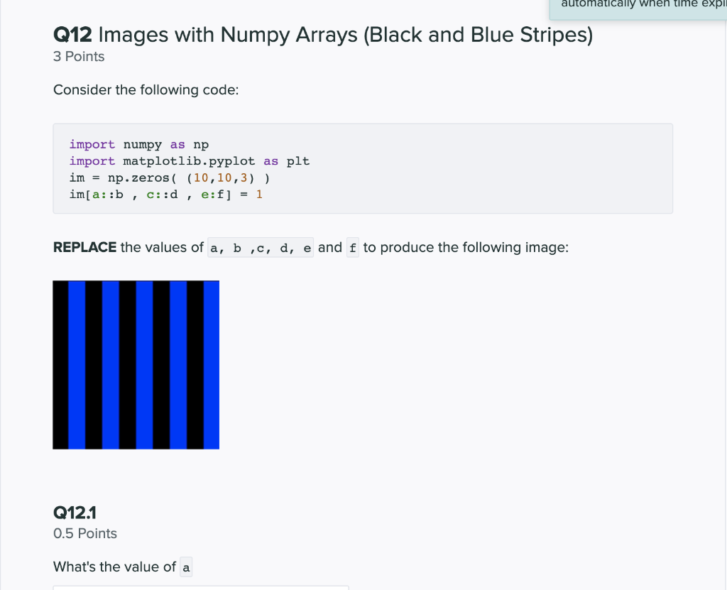 Solved automatically when time expi Q12 Images with Numpy | Chegg.com