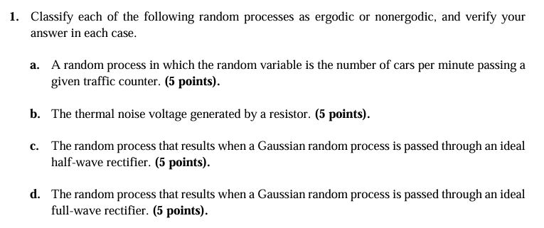 Solved Classify each of the following random processes as | Chegg.com