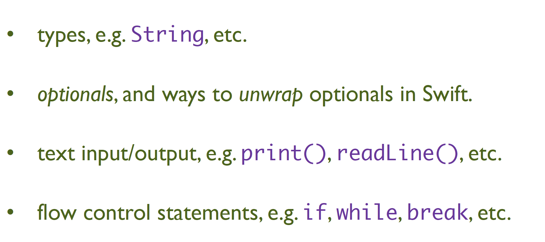 Solved types, e.g. String, etc. optionals, and ways to | Chegg.com