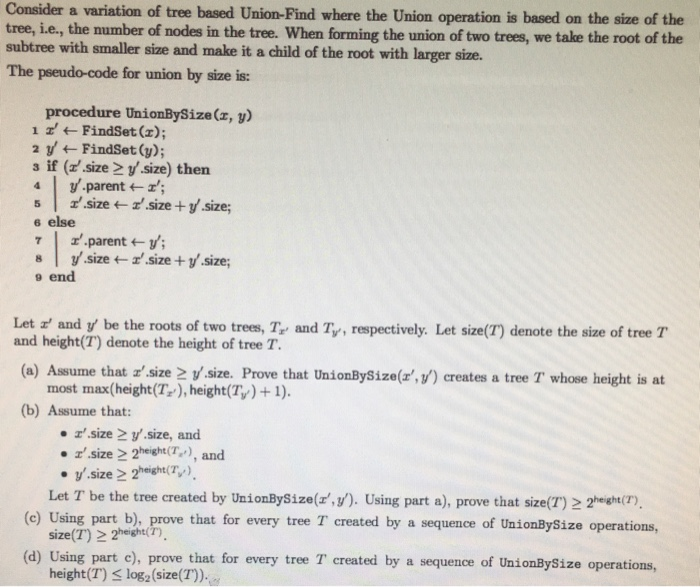 Solved Consider a variation of tree based Union-Find where | Chegg.com