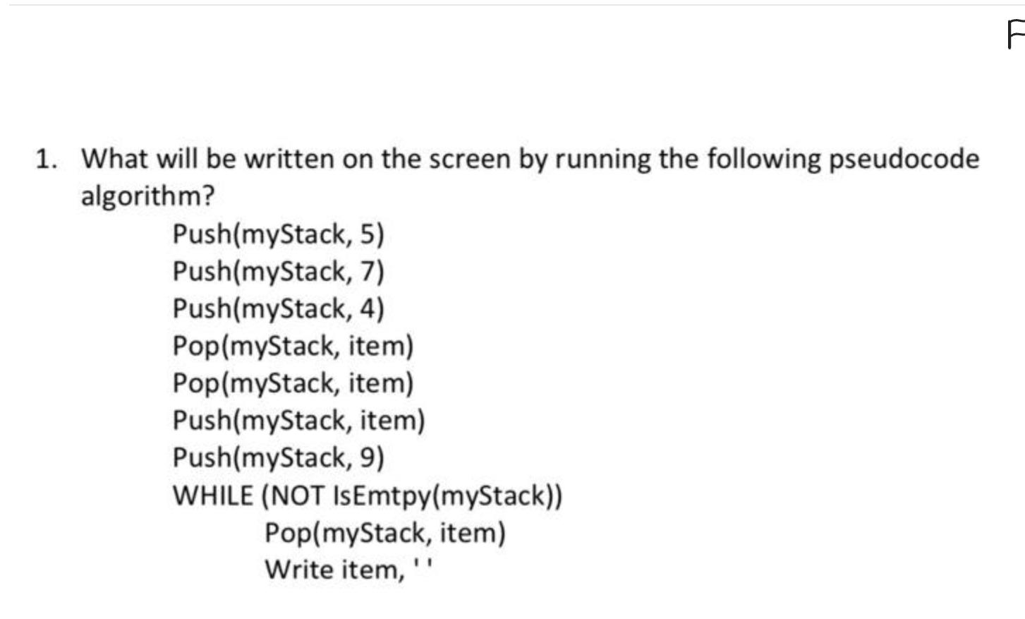 Solved 1. What will be written on the screen by running the | Chegg.com