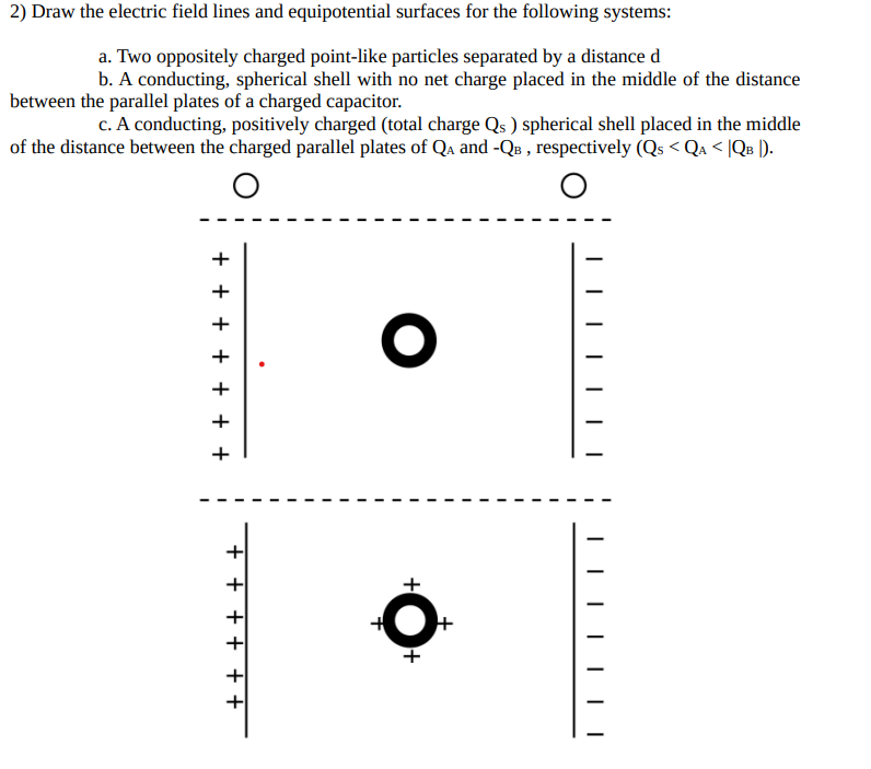 Solved 2) Draw the electric field lines and equipotential | Chegg.com