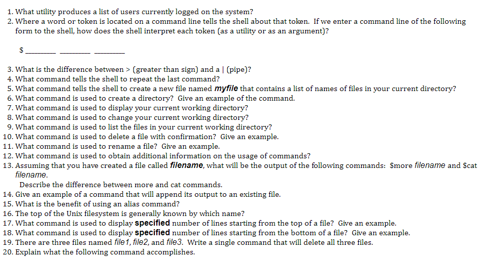 Solved 1. What utility produces a list of users currently | Chegg.com