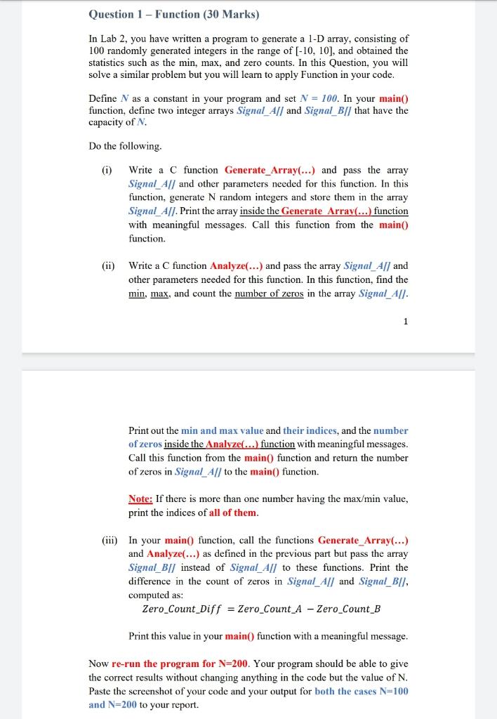 Solved Question 1 - Function (30 Marks) In Lab 2, you have | Chegg.com