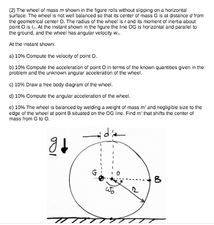 Solved (2) The wheel of mass mshown in the figure rolls | Chegg.com