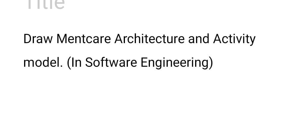 Solved Draw Mentcare Architecture and Activity model. (In | Chegg.com