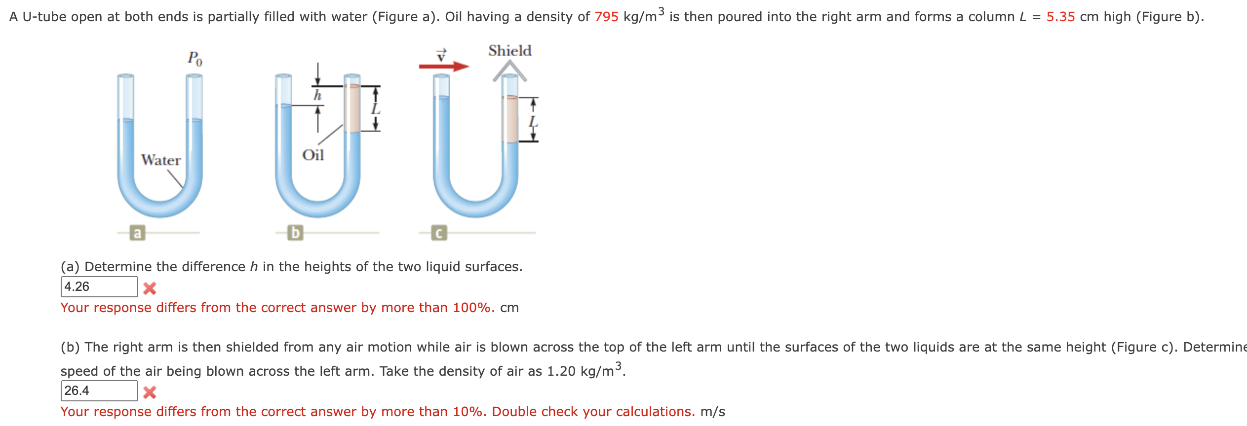 Solved A U-tube open at both ends is partially filled with | Chegg.com