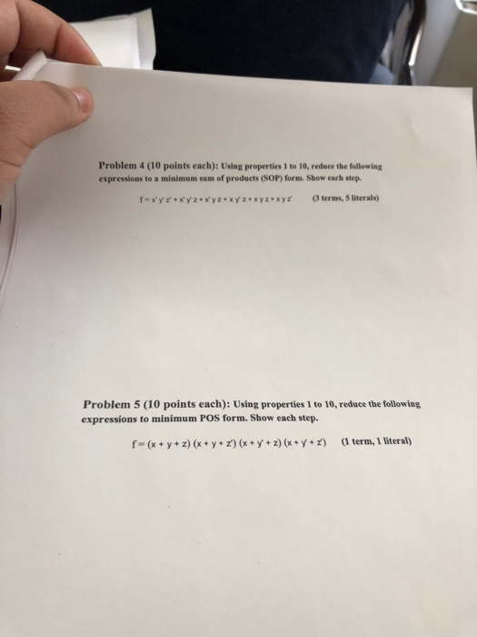 Solved Problem 4 (10 points each): Using properties 1 to 10, | Chegg.com