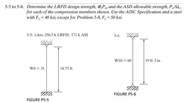 Solved -8. Determine the LRFD design strength, ΦcPn and the | Chegg.com