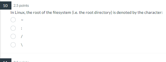 Solved 2.5 points In Linux, the root of the filesystem (i.e. | Chegg.com