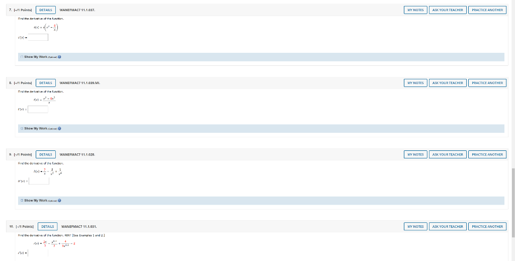 Solved 7. Find the derivative of the function. s(x) = | Chegg.com
