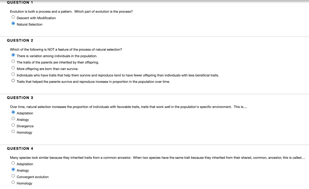 Solved QUESTION 1 Evolution is both a process and a pattern. | Chegg.com