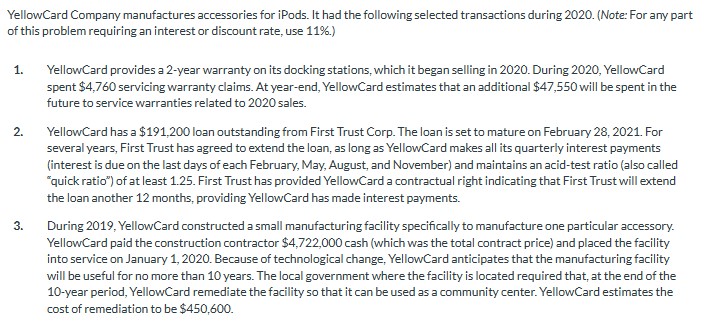 Solved YellowCard Company manufactures accessories for | Chegg.com