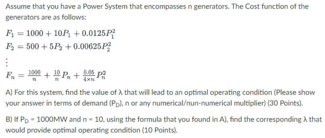 Solved Assume that you have a Power System that encompasses | Chegg.com