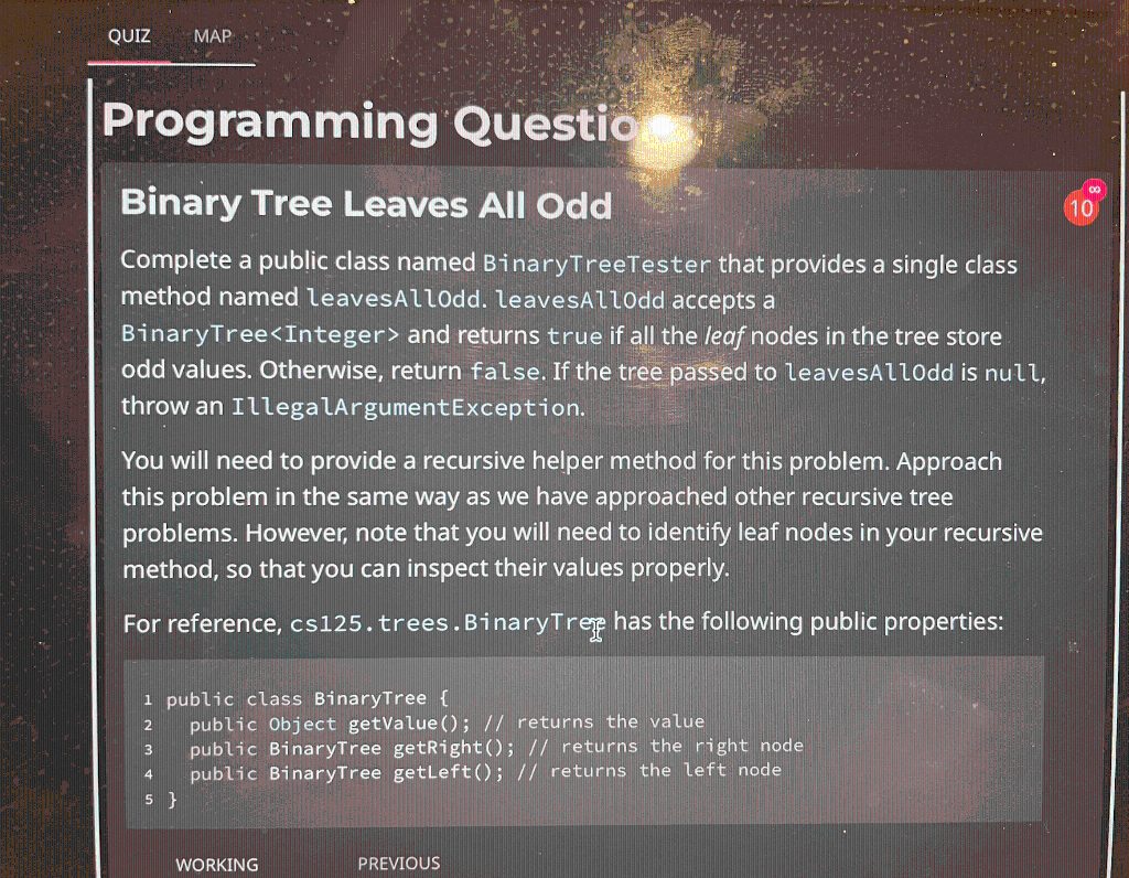 Solved Programming Questic Binary Tree Leaves All Odd | Chegg.com