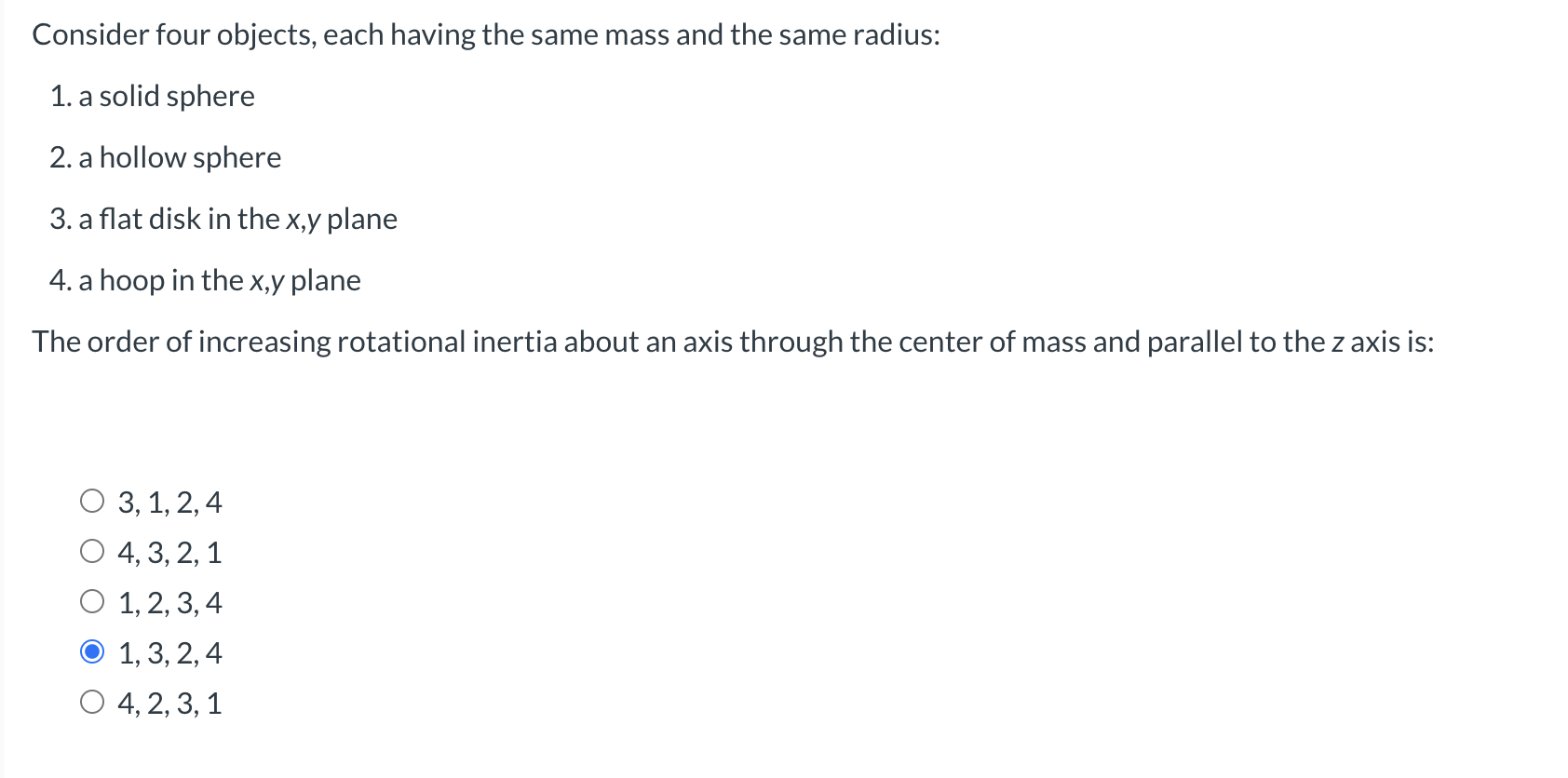 Solved Consider four objects, each having the same mass and | Chegg.com
