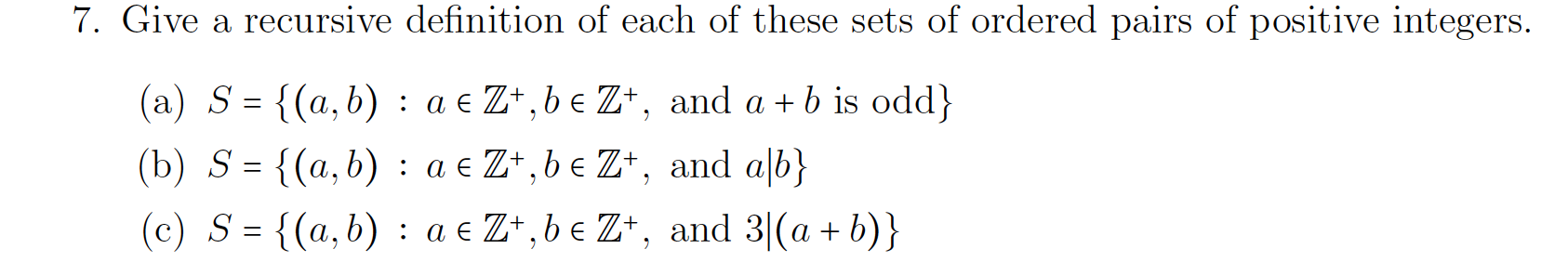 Solved 7. Give a recursive definition of each of these sets | Chegg.com