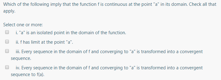 Solved Which of the following imply that the function fis | Chegg.com