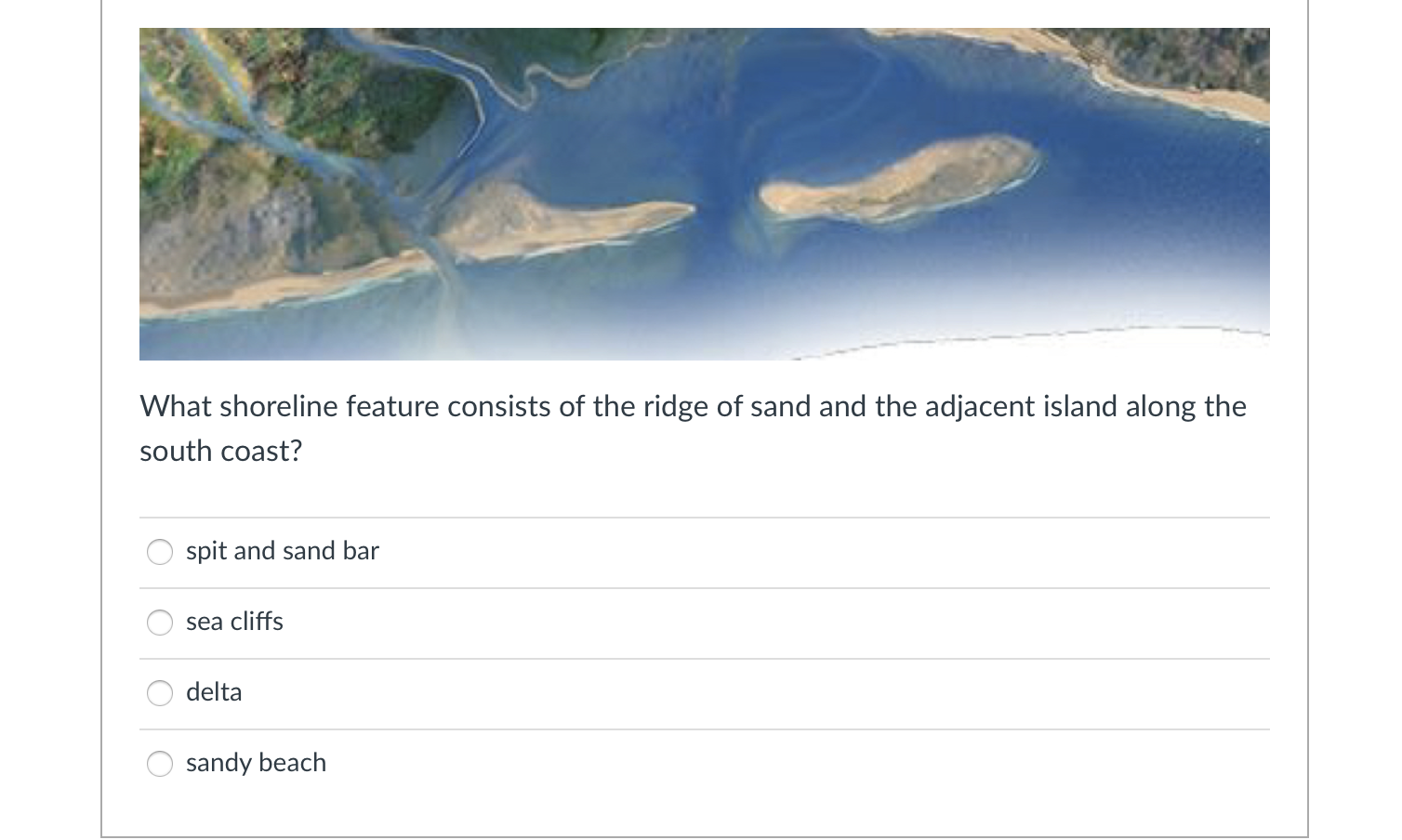 Solved What shoreline feature is present along the eastern | Chegg.com