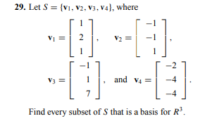 29. Let S={v1,v2,v3,v4}, where | Chegg.com