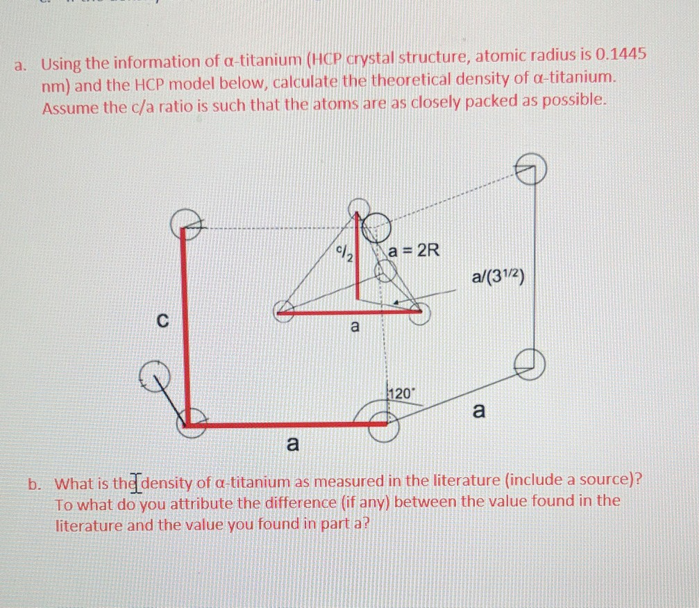 Solved a. Using the information of a-titanium (HCP crystal | Chegg.com