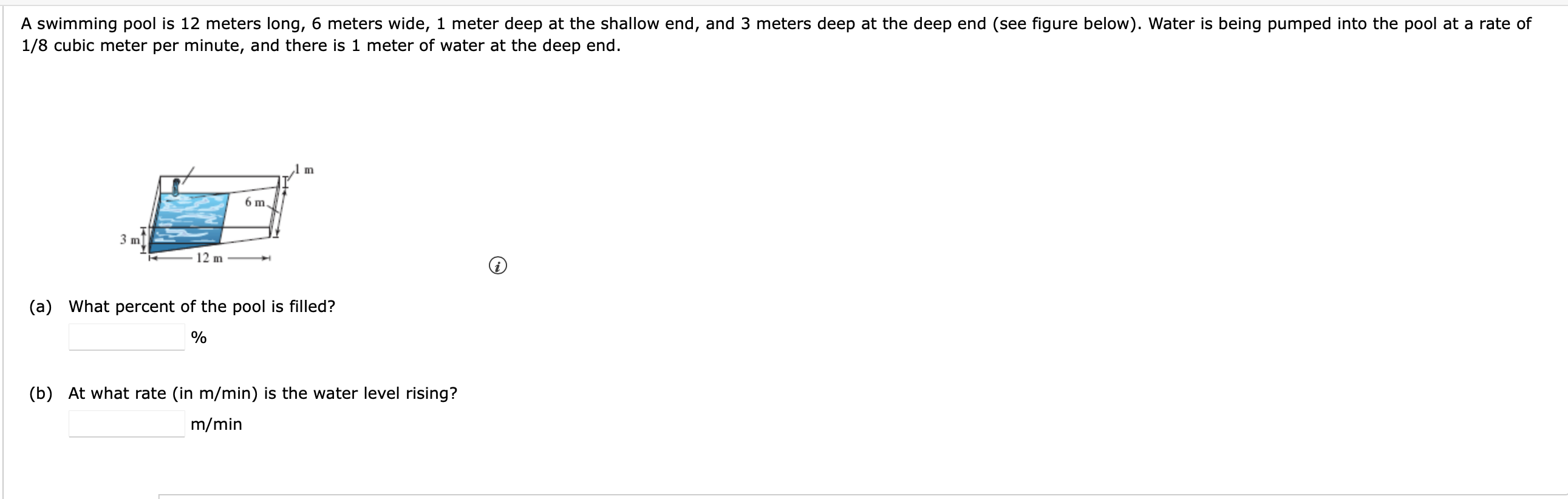Solved 1/8 cubic meter per minute, and there is 1 meter of | Chegg.com